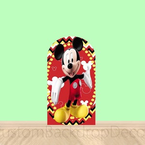 Red Funny Mickey Mouse Round Arch Cover Wall Backdrop Cartoon Arch ...
