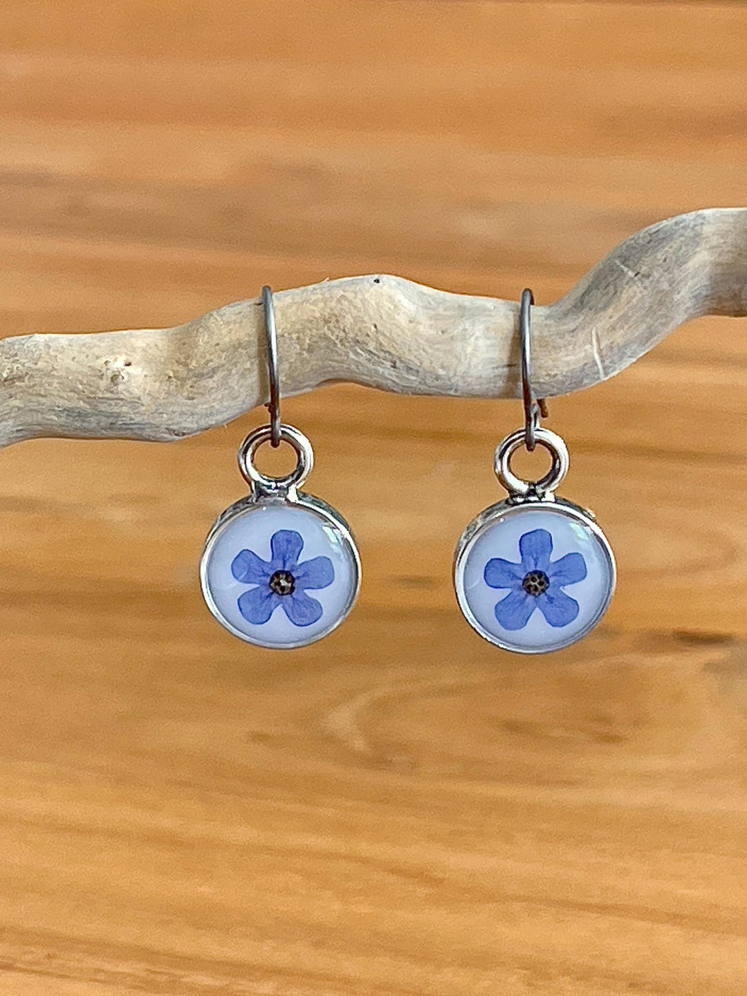 Forget-me-not Flower Earrings: Handmade Resin Jewelry, Real Blue ...