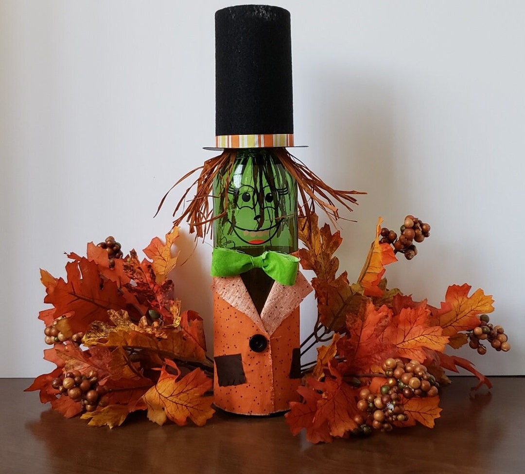 Lighted Halloween Wine Bottle Frankie - Etsy