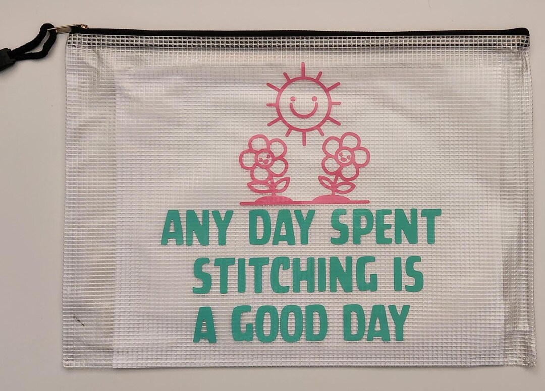 Vinyl Mesh Project Bag for Cross Stitch or Needle Art - Any Day Spent ...
