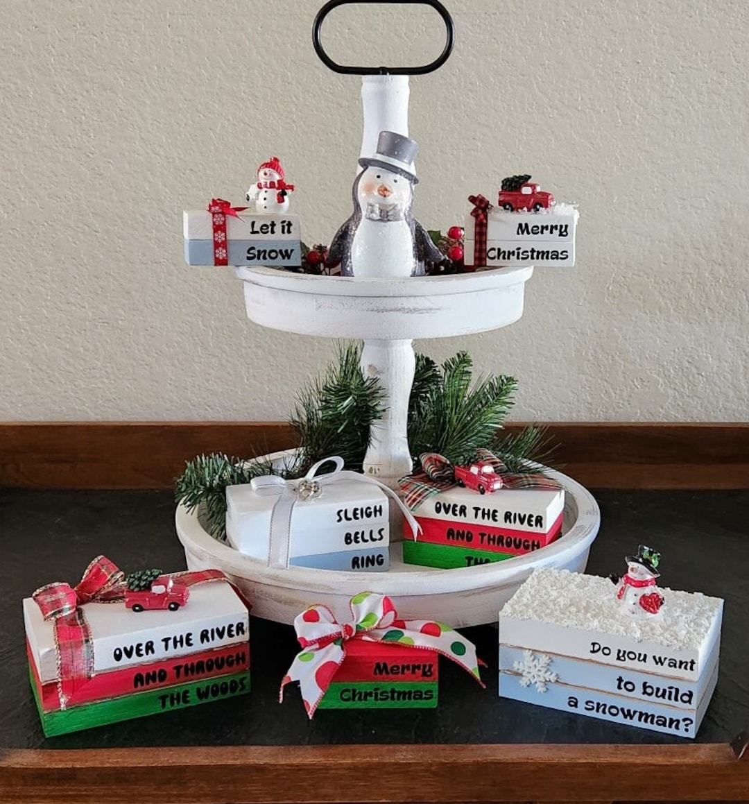 Christmas Book Stack Decor - Etsy