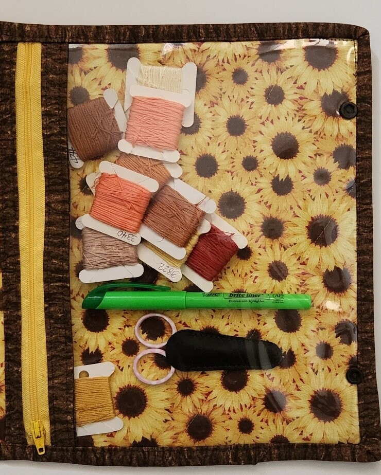 Project Folio/project Binder With Thread Keeper Sunflowers W/brown Trim ...