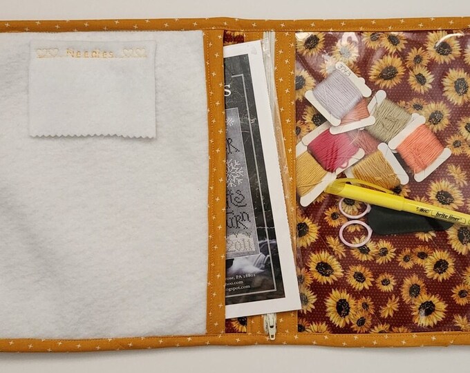 Project Folio/project Binder With Thread Keeper - Quilted Sunflowers on ...
