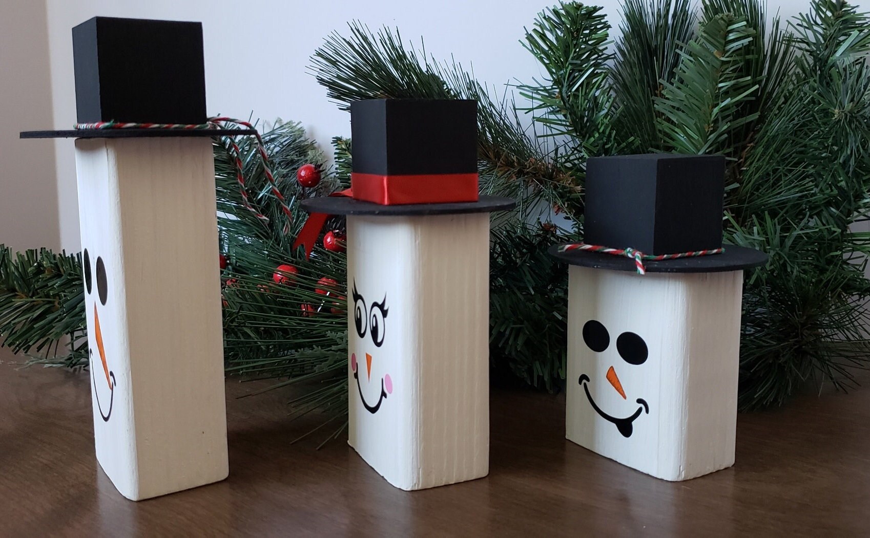 Wood Snowman Trio Table Decor - Etsy