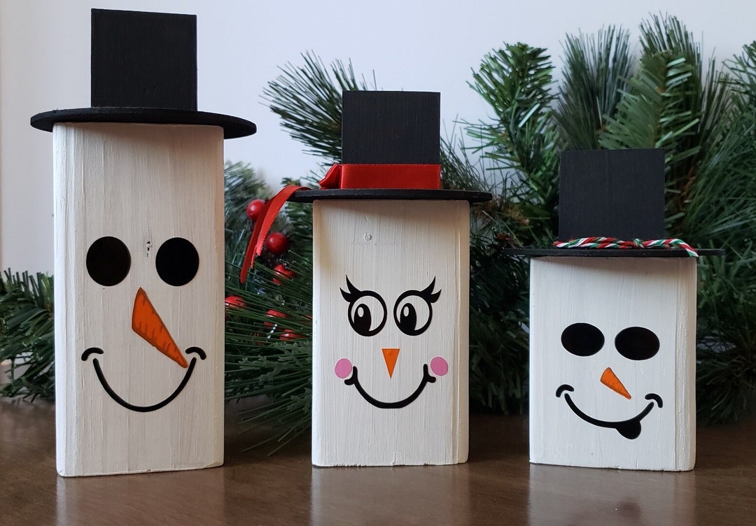 Wood Snowman Trio Table Decor - Etsy