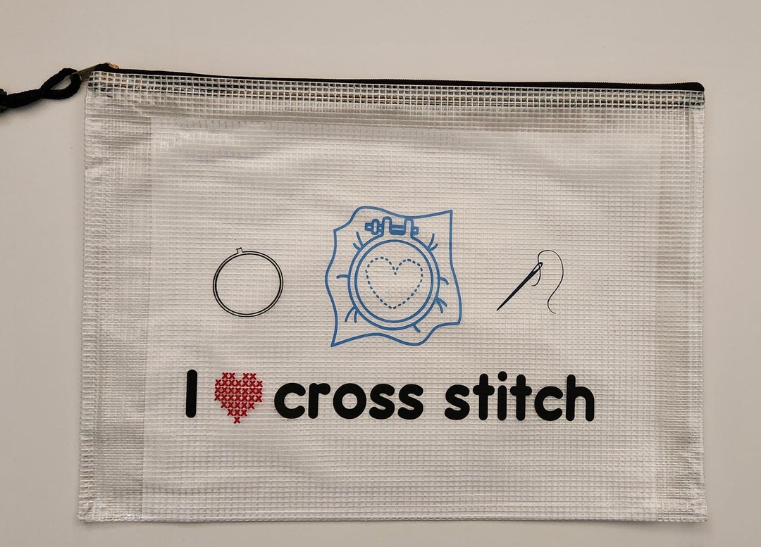 Vinyl Mesh Project Bag for Cross Stitch/needle Art - I Love Cross ...