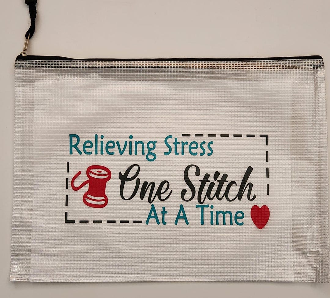 Vinyl Mesh Project Bag for Cross Stitch/needle Art - Relieving Stress ...