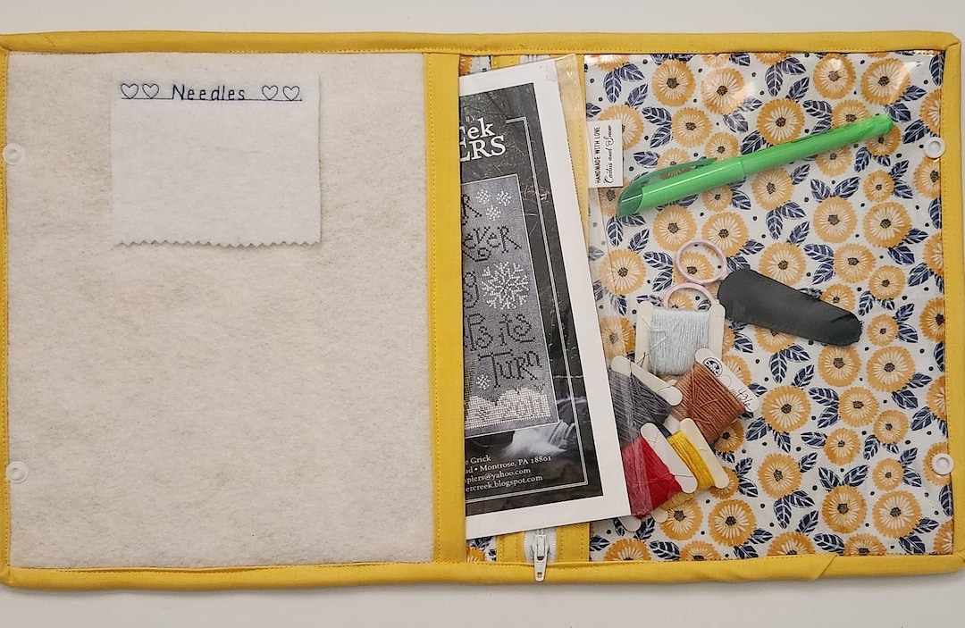 Project Folio/project Binder With Thread Keeper - Quilted Blue Floral ...