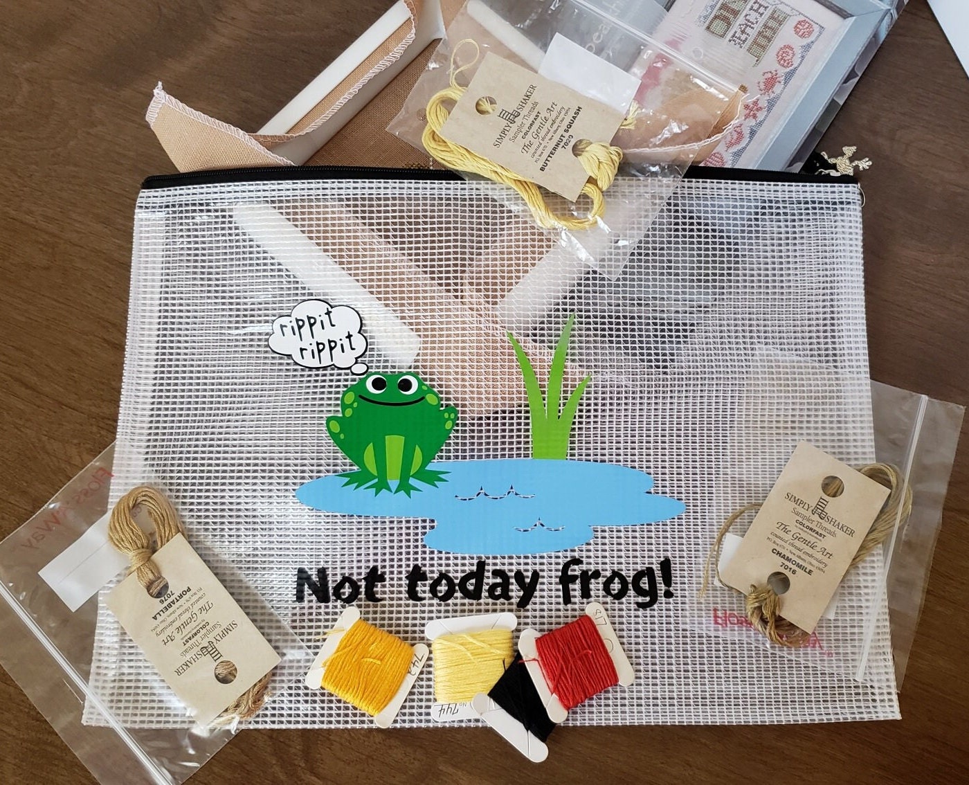 Vinyl Mesh Project Bags for Cross Stitch/needle Art - Not Today Frog ...