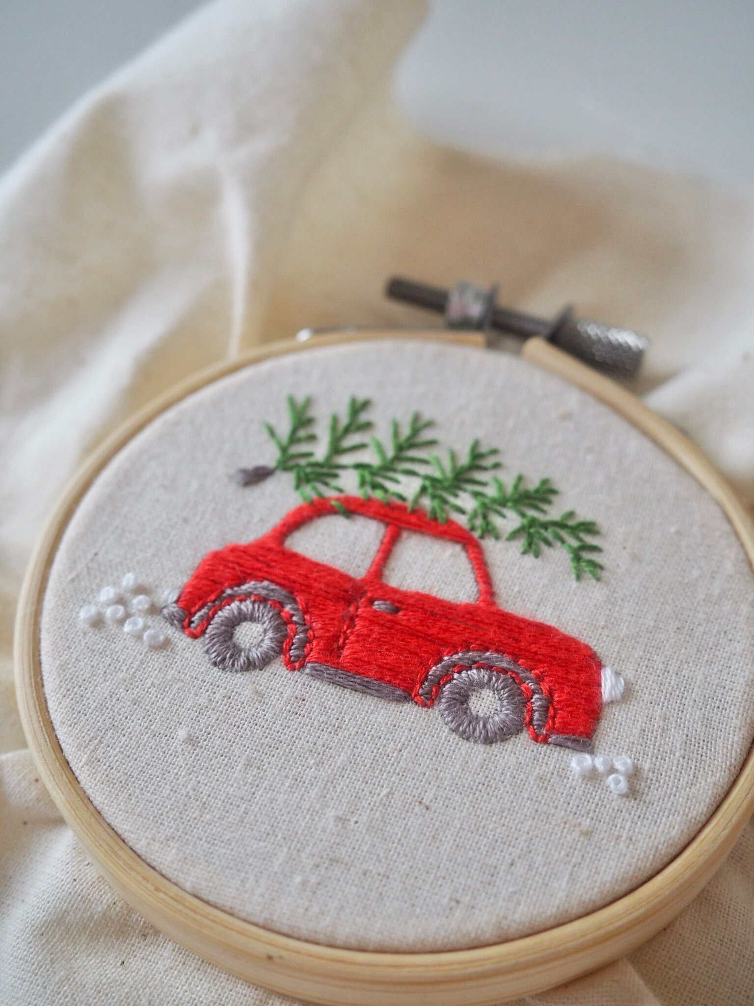 Christmas Tree on Car Mini Embroidery Kit Easy Craft Kit Gift - Etsy
