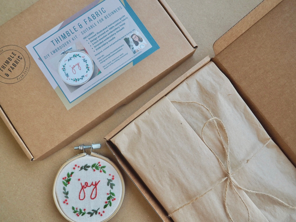 Joy Wreath Mini Embroidery Kit Easy Craft Kit for Beginners | Etsy