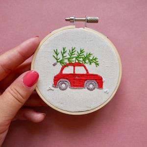 Christmas Tree on Car Mini Embroidery Kit, Easy Craft Kit Gift for ...