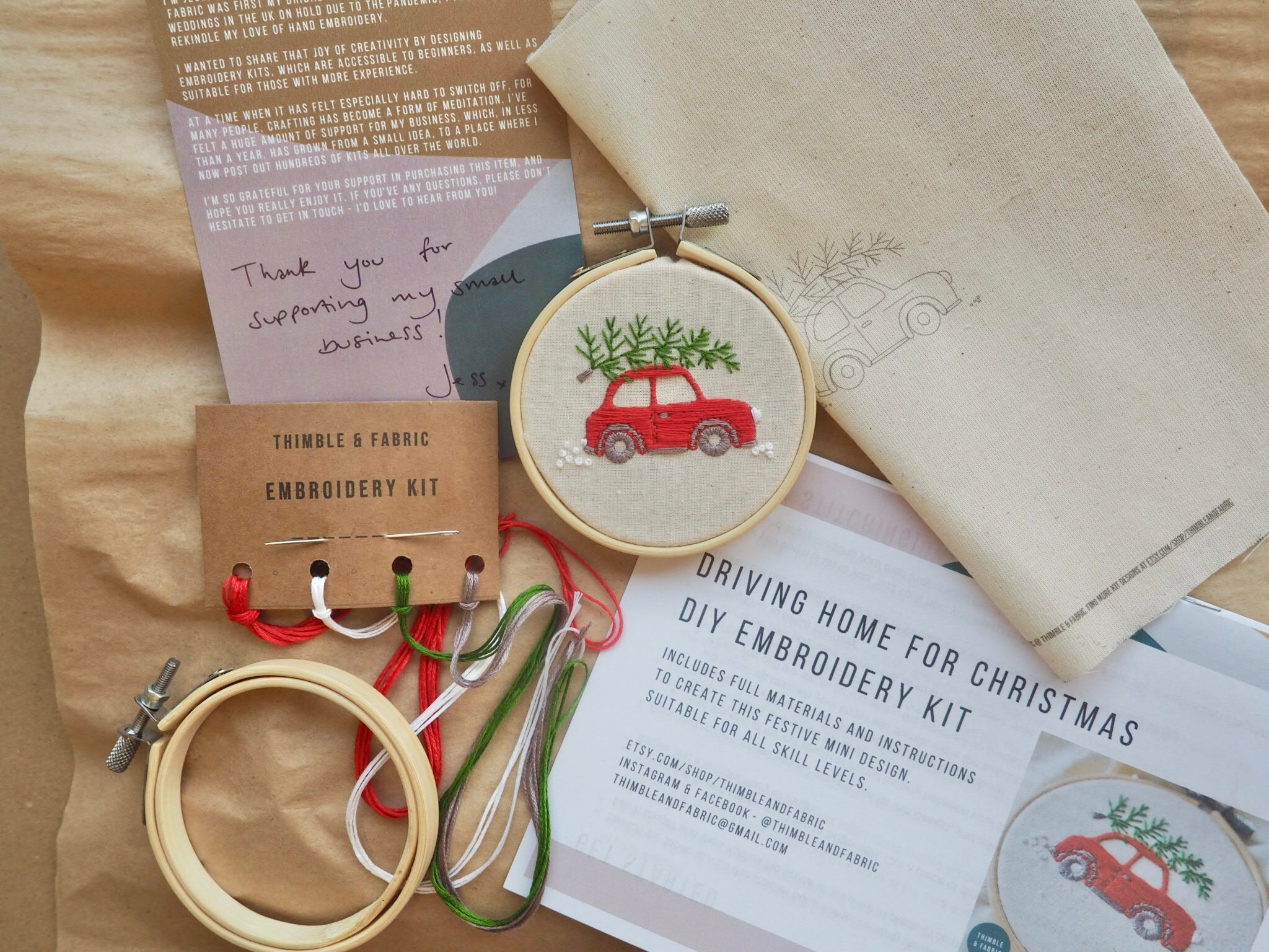 Christmas Tree on Car Mini Embroidery Kit Easy Craft Kit Gift - Etsy