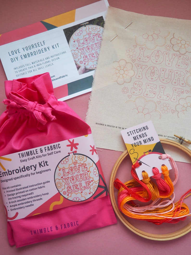 Embroidery Kit for Self Love 70s Home Decor DIY Craft Kit for - Etsy