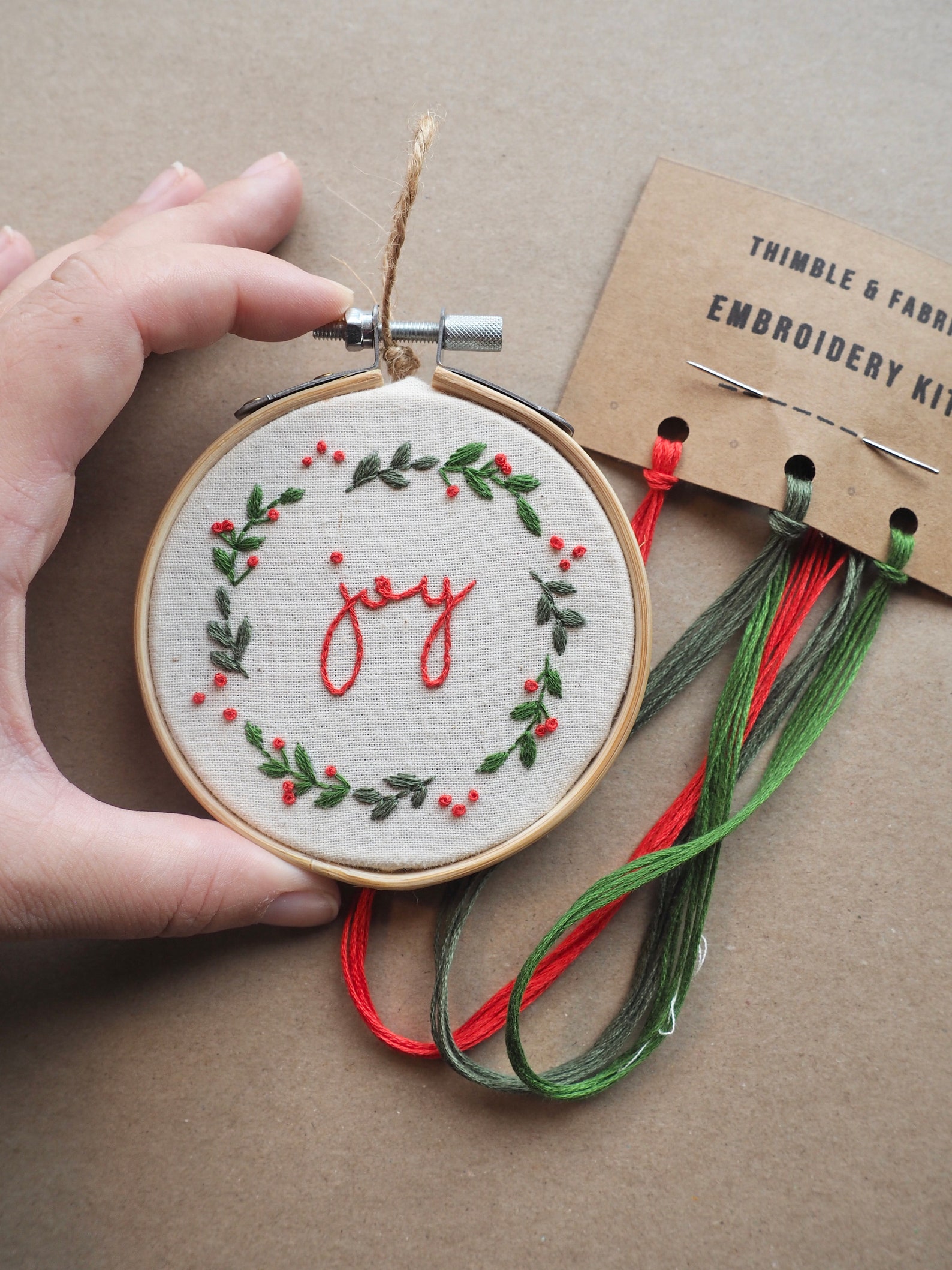 Joy Wreath Mini Embroidery Kit Easy Craft Kit for Beginners - Etsy