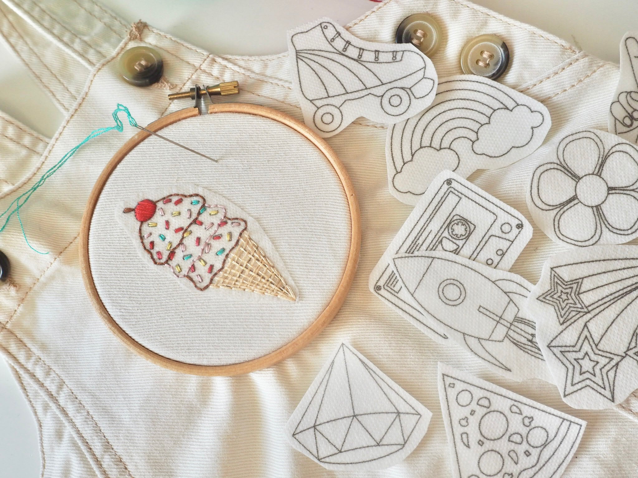 Retro Stick and Stitch Embroidery Patches | Etsy