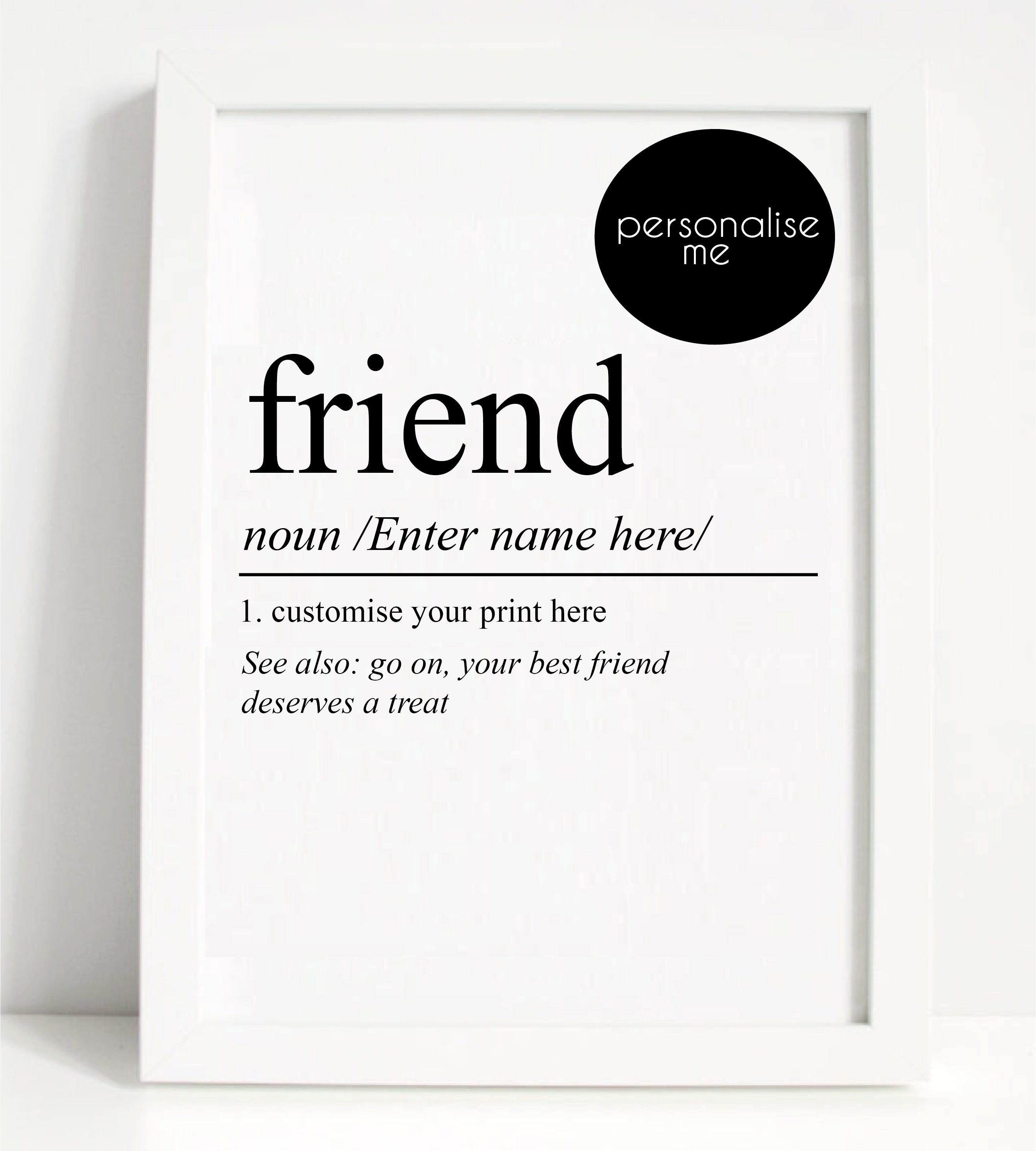 Framed Friend Dictionary Print Friend Wall Prints Friend | Etsy