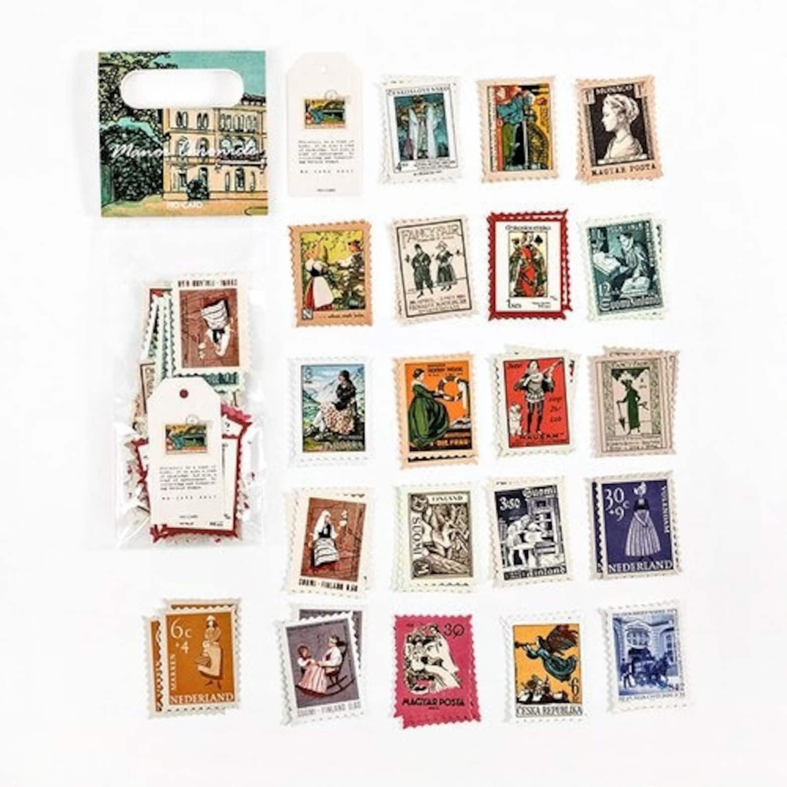 60 Vintage Stamp Stickers for Journaling Diary and | Etsy