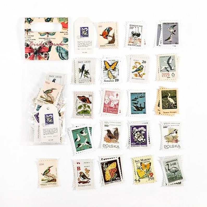 60 Vintage Stamp Stickers for Journaling Diary and - Etsy