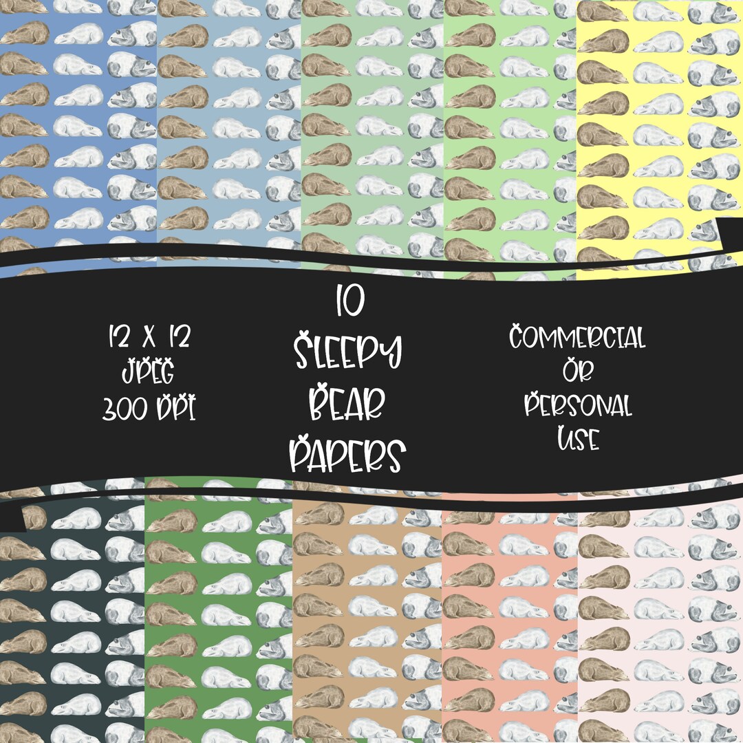 Sleepy Bears Digital Craft Papers Descarga instantánea 10 packs de ...