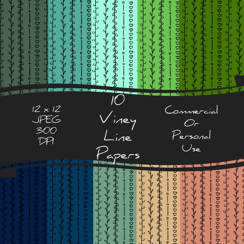 Viney Line Digital Craft Papers Instant Download 10 Pack / Scrapbook - Etsy