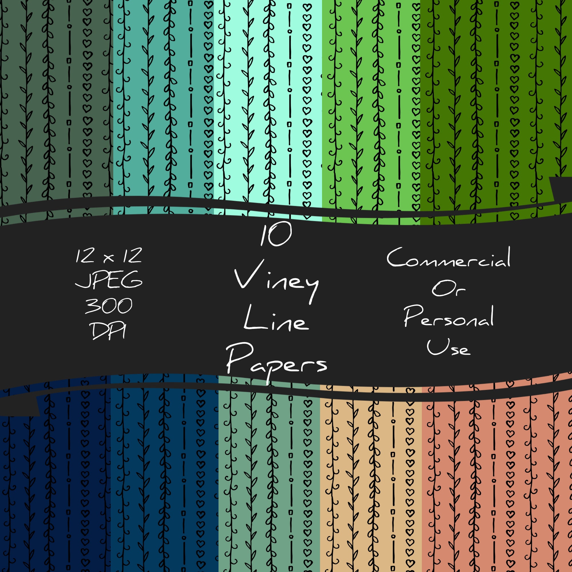 Viney Line Digital Craft Papers Instant Download 10 Pack / Scrapbook - Etsy