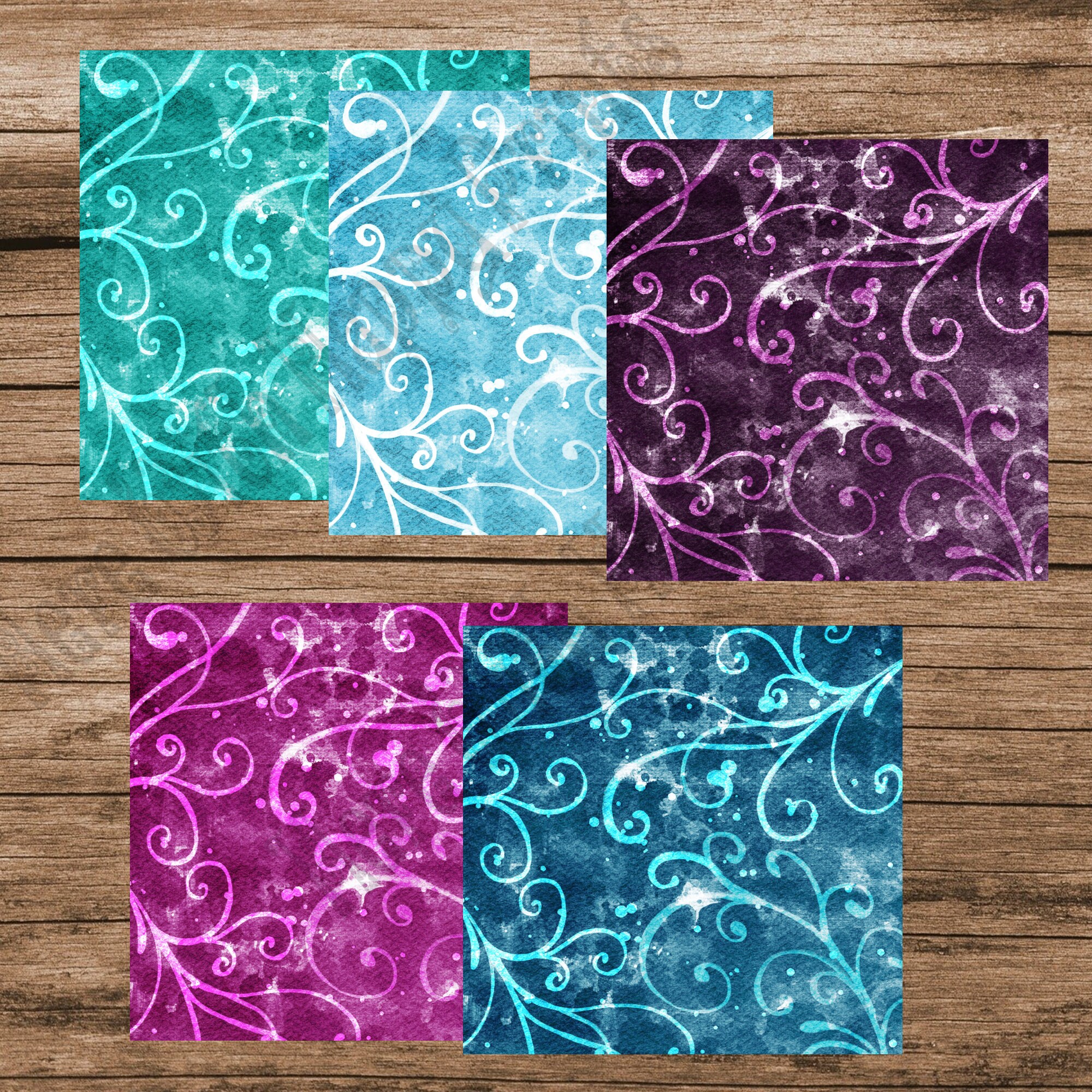 10 Watercolor Swirly Digital Craft Papers Instant Download / Scrapbook ...