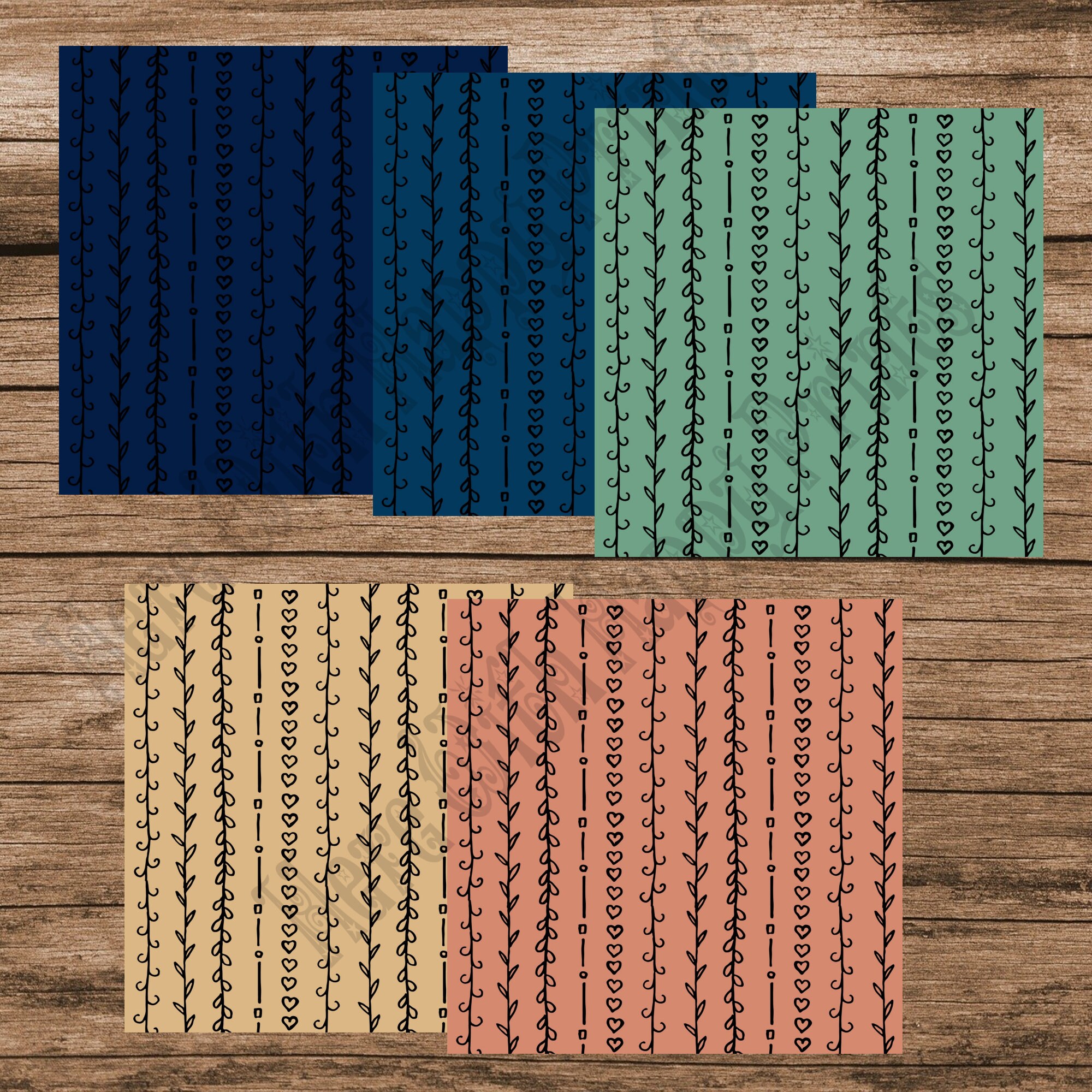 Viney Line Digital Craft Papers Instant Download 10 Pack / Scrapbook - Etsy
