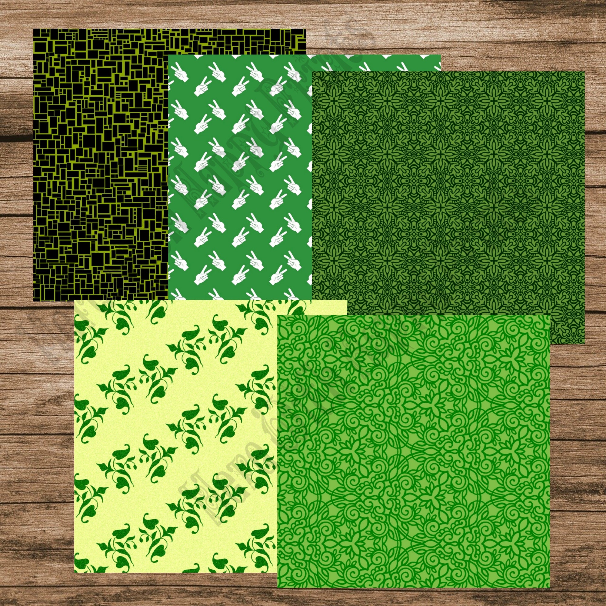 Shades of Green Digital Paper Instant Digital Download - Etsy