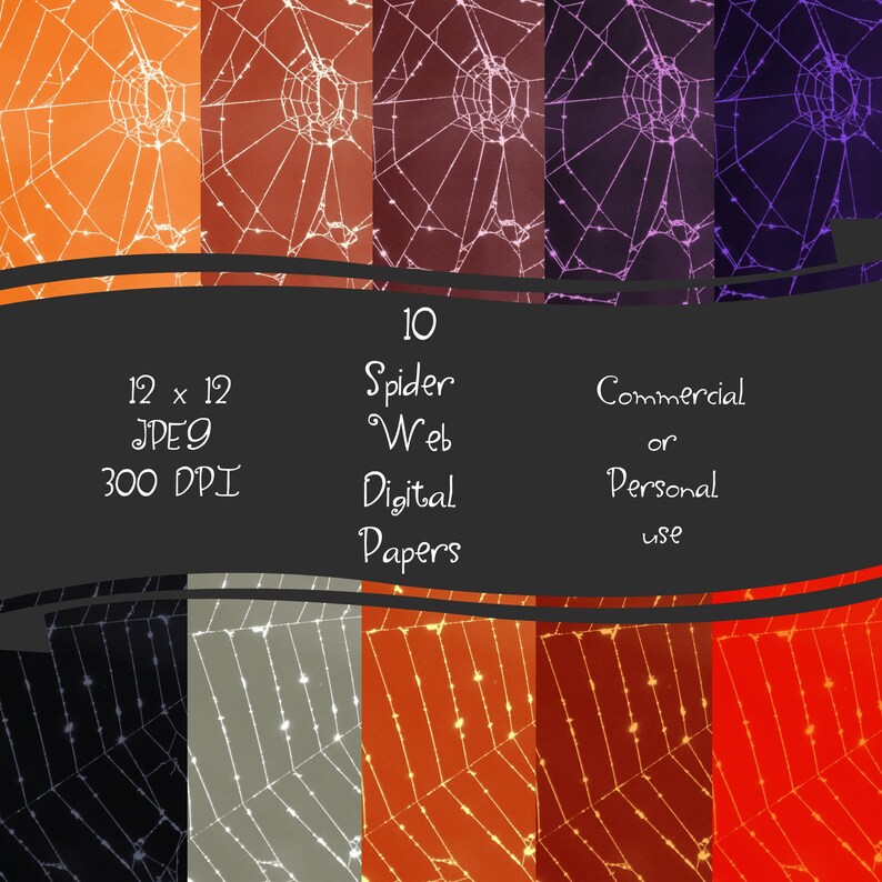 Spider Web Digital Halloween Paper Instant Download 12 X 12 JPEG 300 ...
