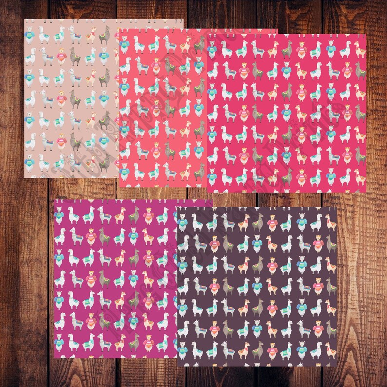 Llama Parade Digital Craft Papers Instant Download 12 X 12 JPEG 300 DPI ...