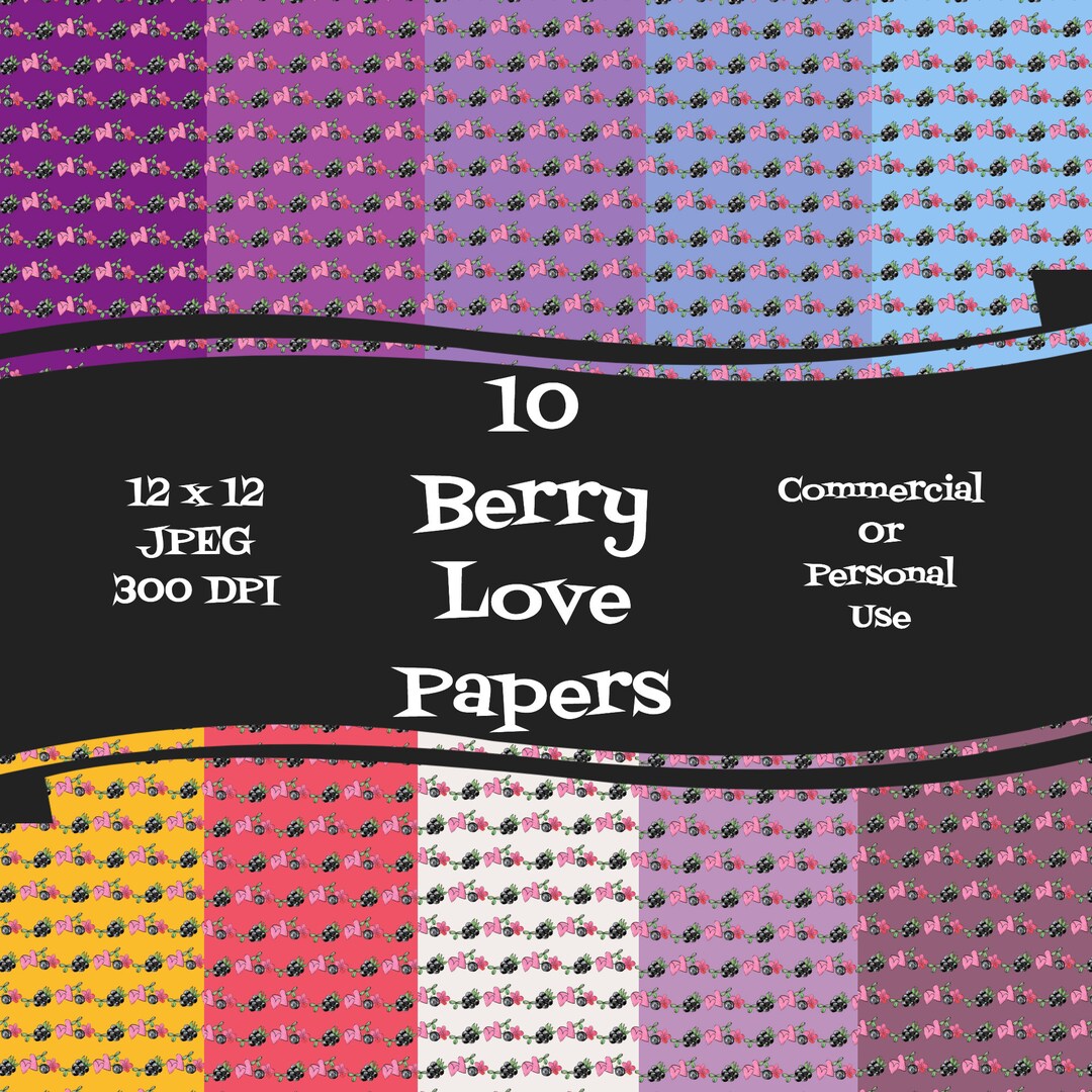 Berry Love Digital Craft Papers Instant Download 12 X 12 JPEG 300 DPI ...