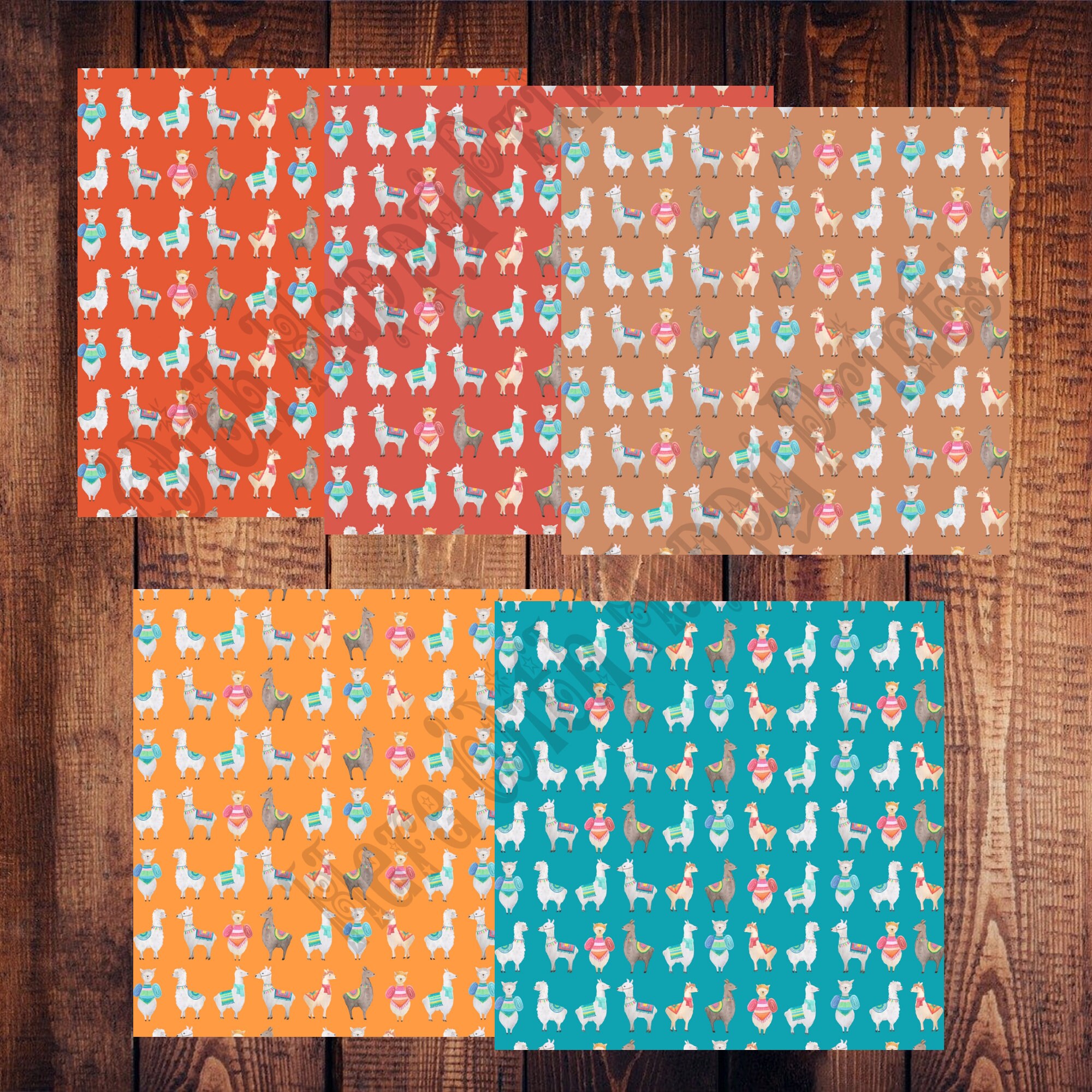 Llama Parade Digital Craft Papers Instant Download 12 X 12 JPEG 300 DPI ...