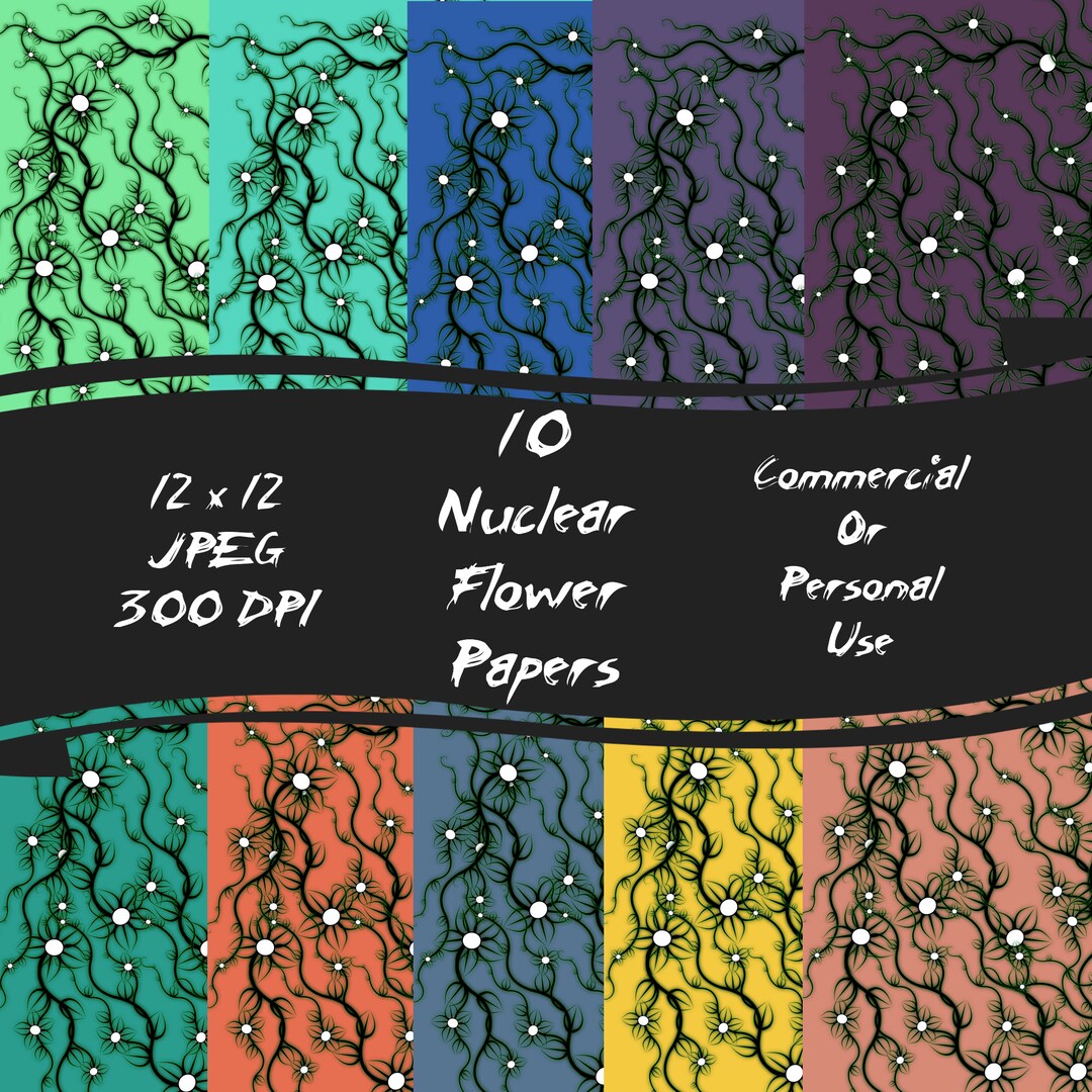 Nuclear Flowers Digital Craft Paper Instant Download 10 Pack ...