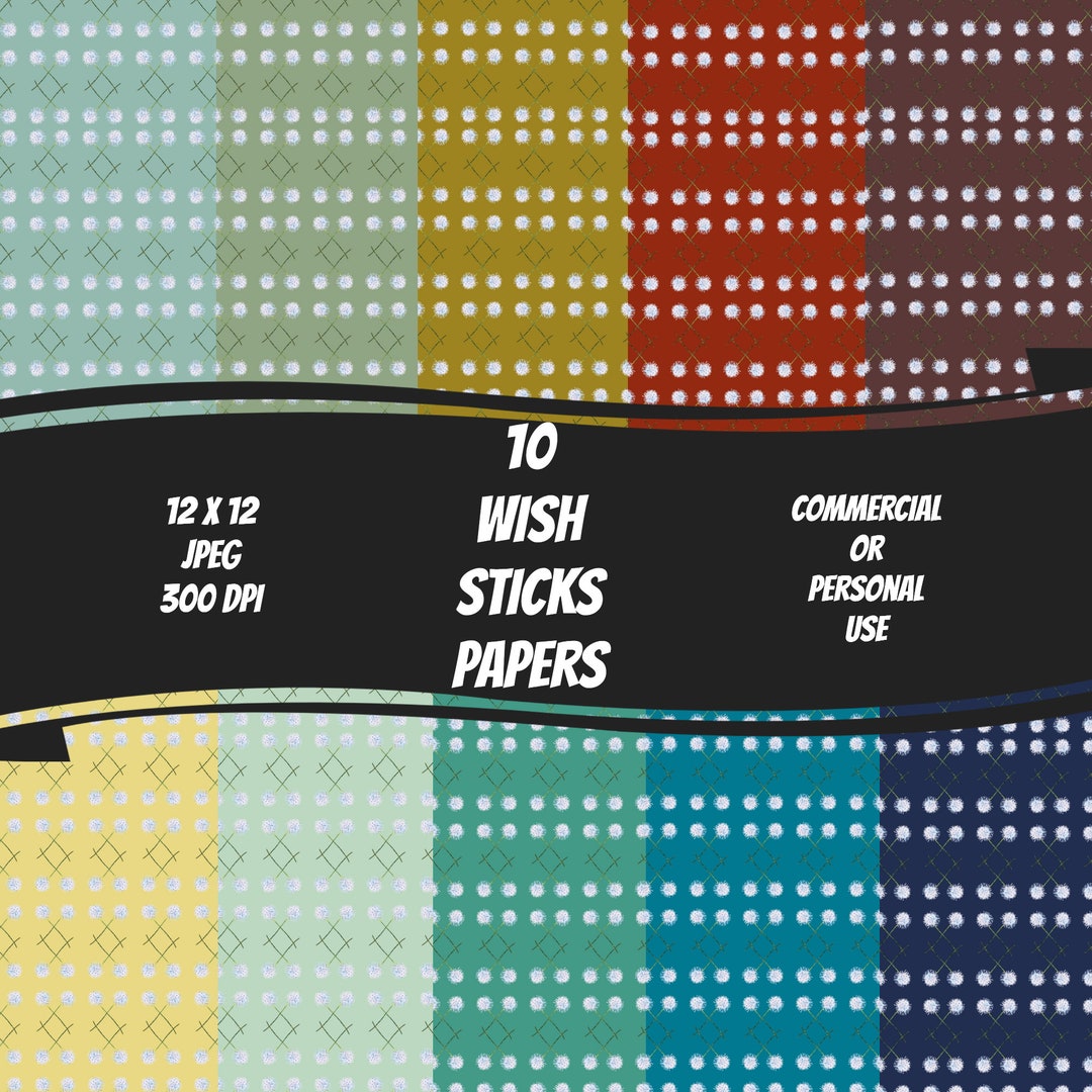 Wish Sticks Digital Craft Papers Instant Download 12 X 12 JPEG 300 DPI ...