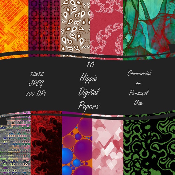 10 Hippie Digital Papers Instant Digital Download | Etsy