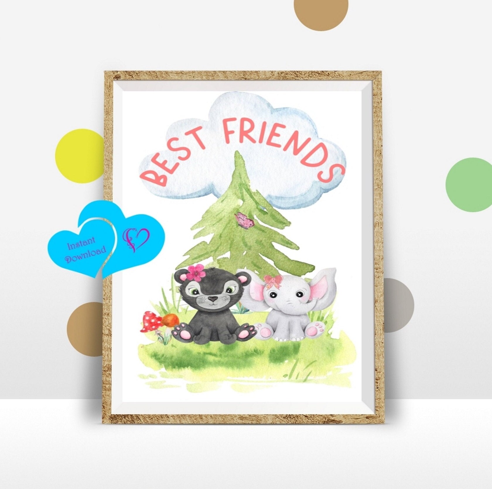 Best Friends Pink Digital Art Printable Instant Download / Kids - Etsy