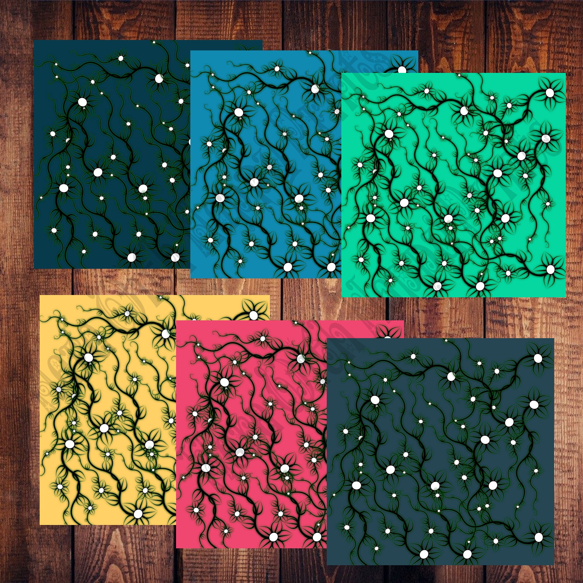 Nuclear Flowers Digital Craft Paper Instant Download 10 Pack ...