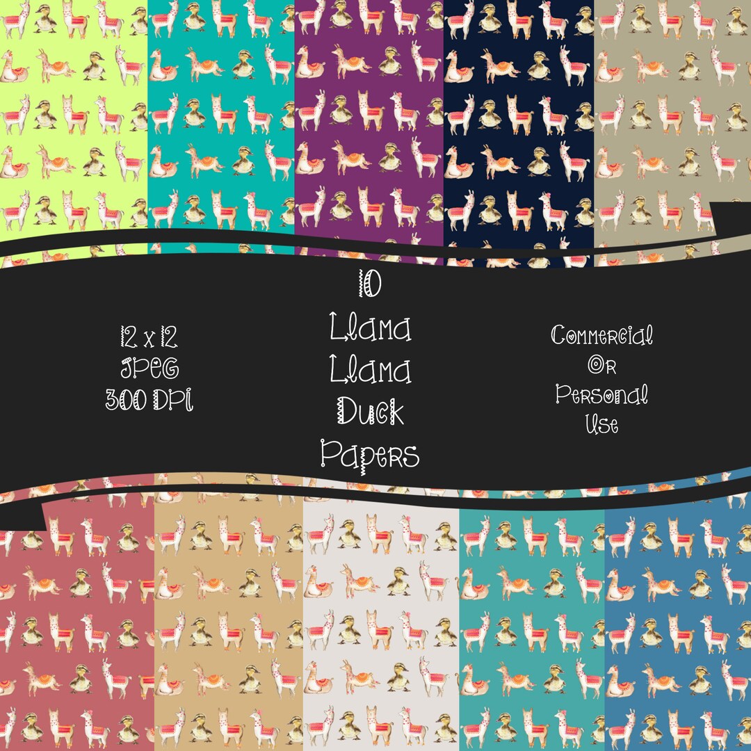 Llama, Llama, Duck Digital Craft Papers Instant Download 12 X 12 JPEG ...