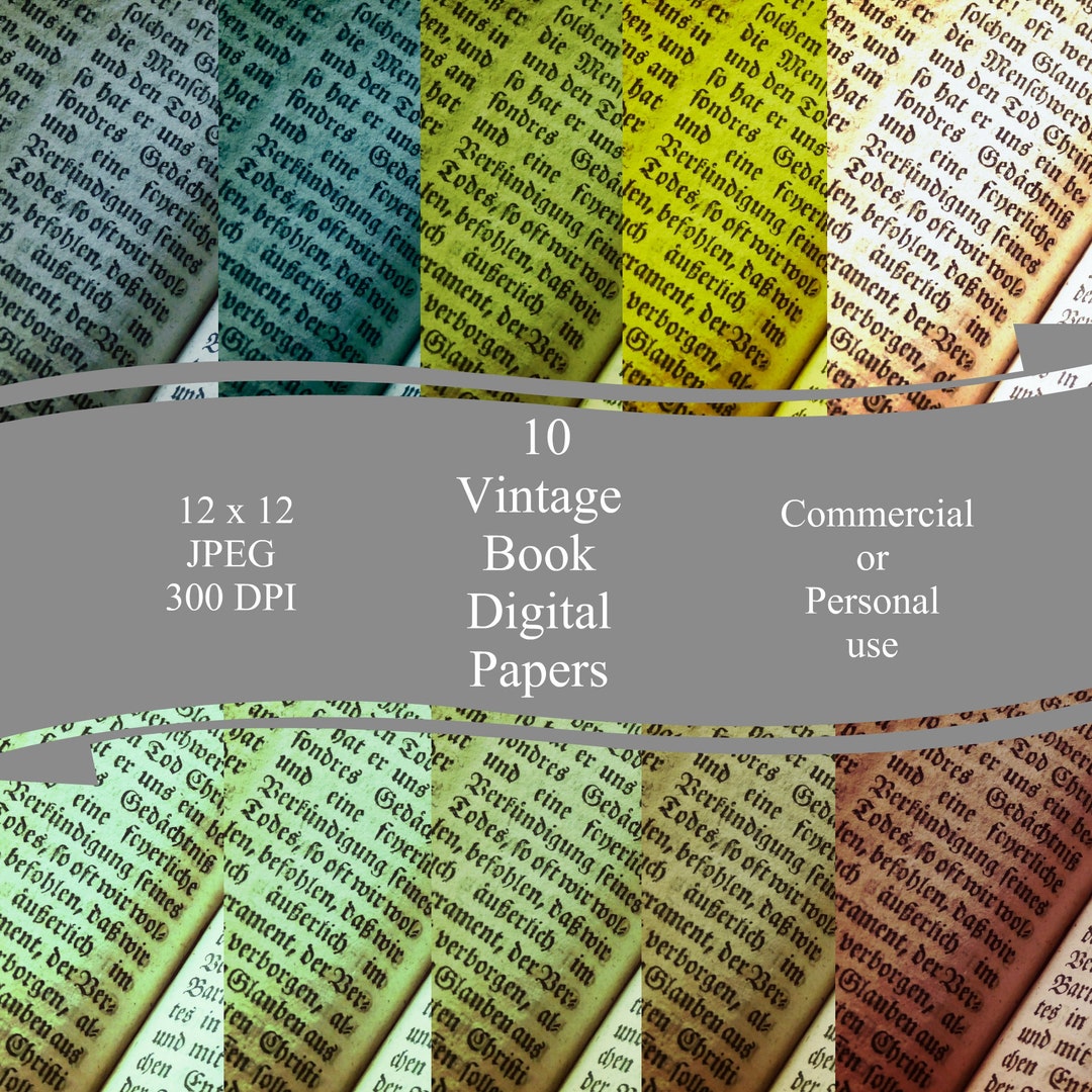 Vintage Book Digital Paper Instant Download 12 X 12 JPEG 300 DPI ...