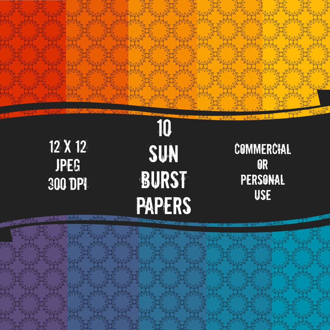 Sunburst Digital Craft Paper Instant Download 10 Pack Plus Bonus Papers ...