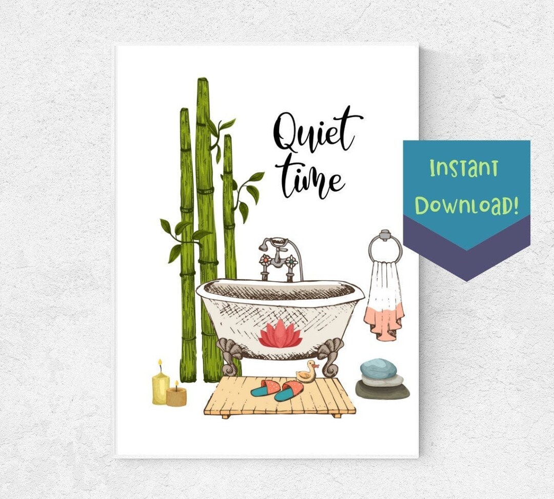Quiet Time Art Printable Instant Digital Download Bathroom Art Print - Etsy