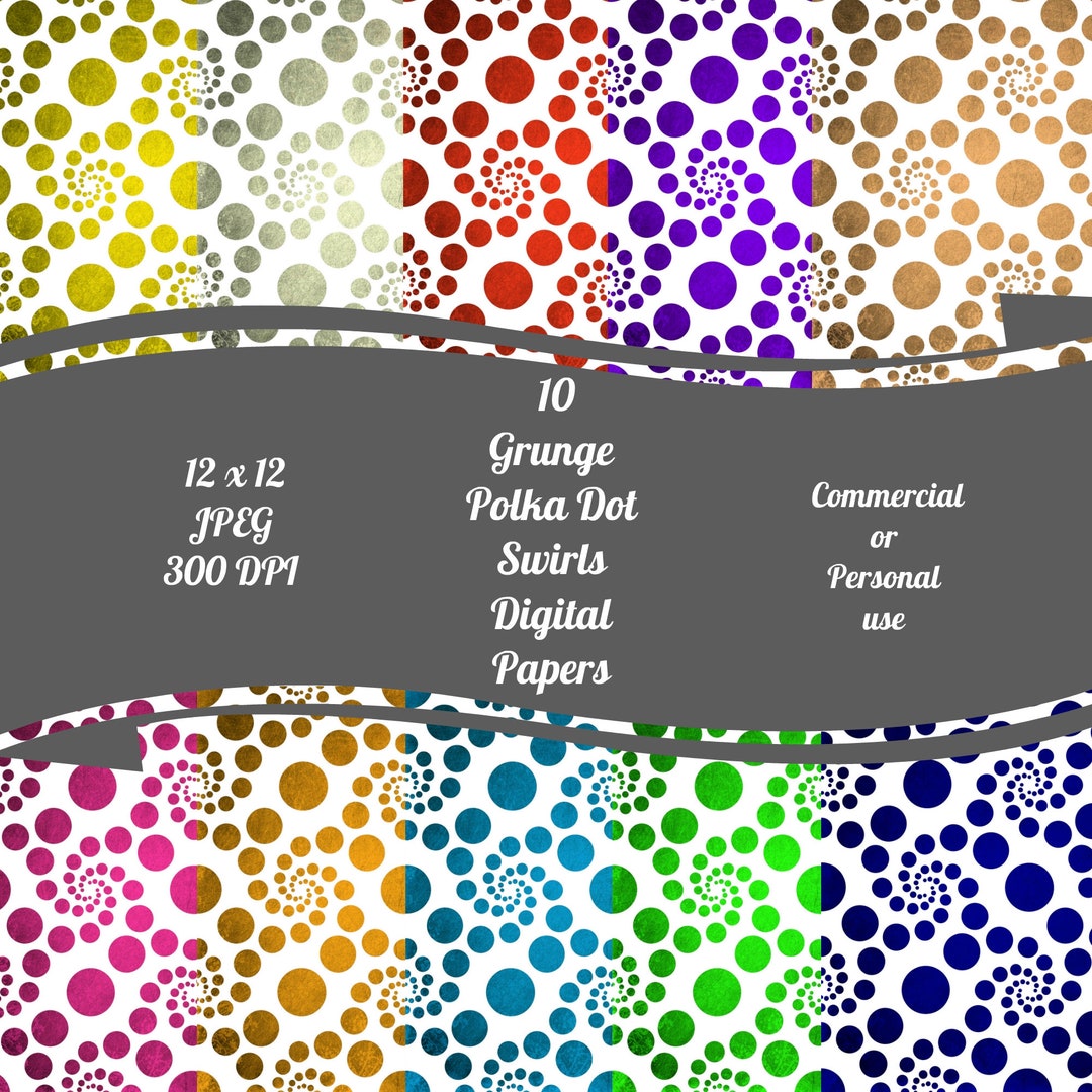 Grunge Polka Dot Swirl Digital Papers 12 X 12 JPEG 300 DPI Commercial ...