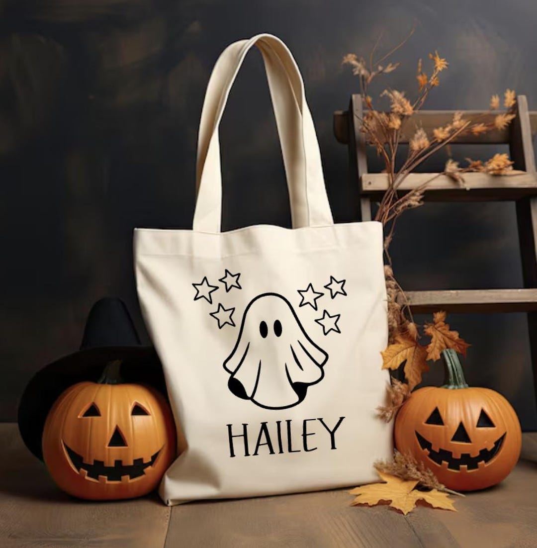 Custom Trick or Treat Bag, Cute Ghost Trick or Treat Bag, Personalized ...