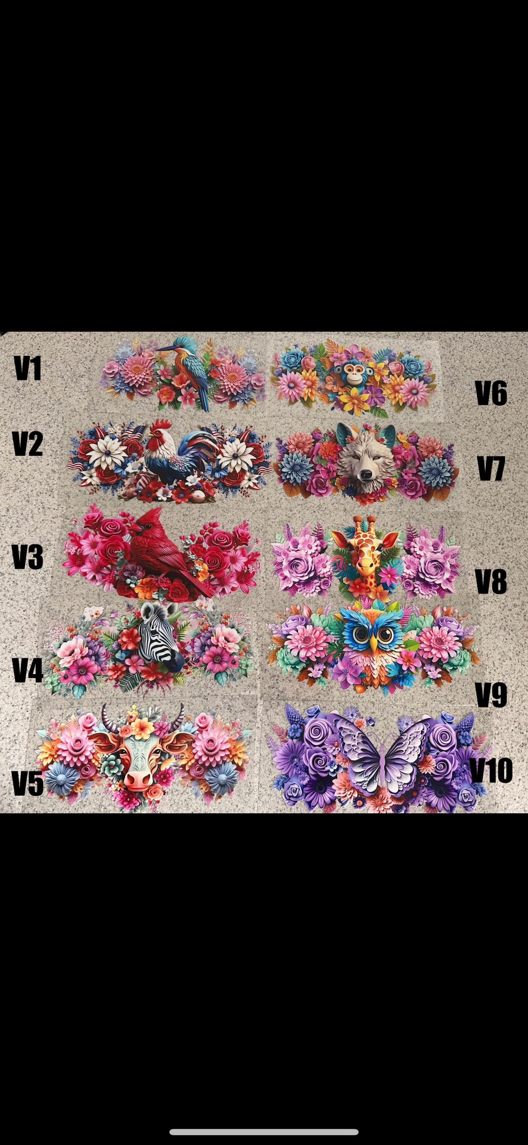 Animal Floral Wraps Comes on 16 Ounce Glass Cup, (giraffe Hummingbird ...