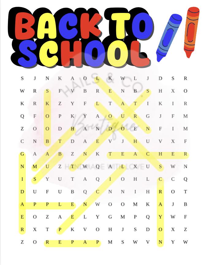 Back to School Word Search, School Printable, School Worksheets, School ...