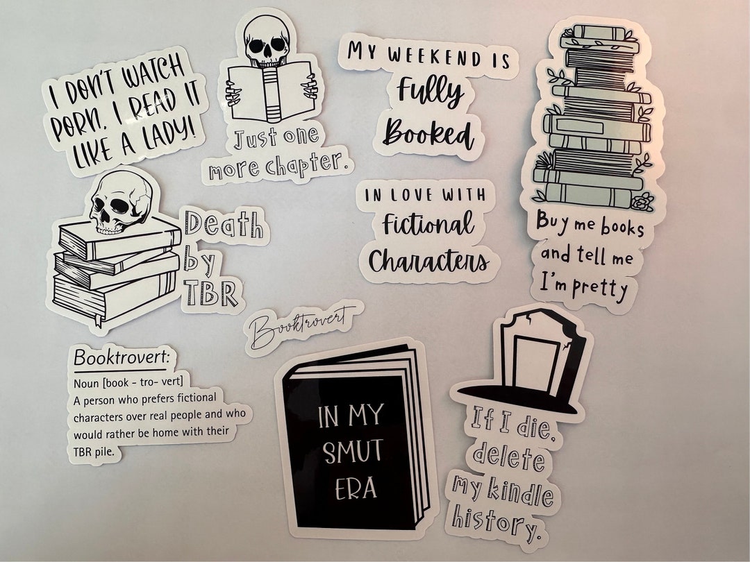 Dark Literacy Book Themed Sticker Pack, Book Water Bottle Sticker, Book ...