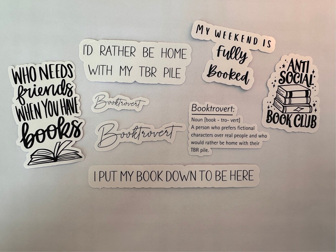 Booktrovert Themed Sticker Pack, Book Water Bottle Sticker, Book Lover ...