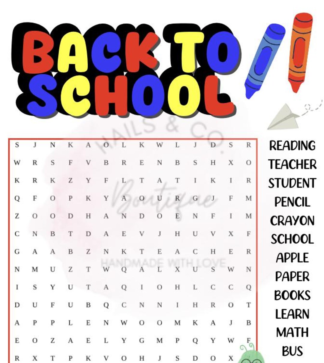 Back to School Word Search, School Printable, School Worksheets, School ...