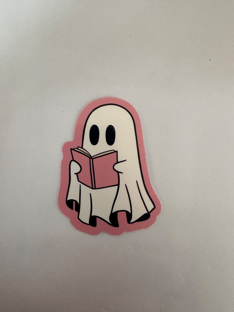 Ghost Reading Book Sticker, Book Themed Sticker, Book Themed Sticker ...